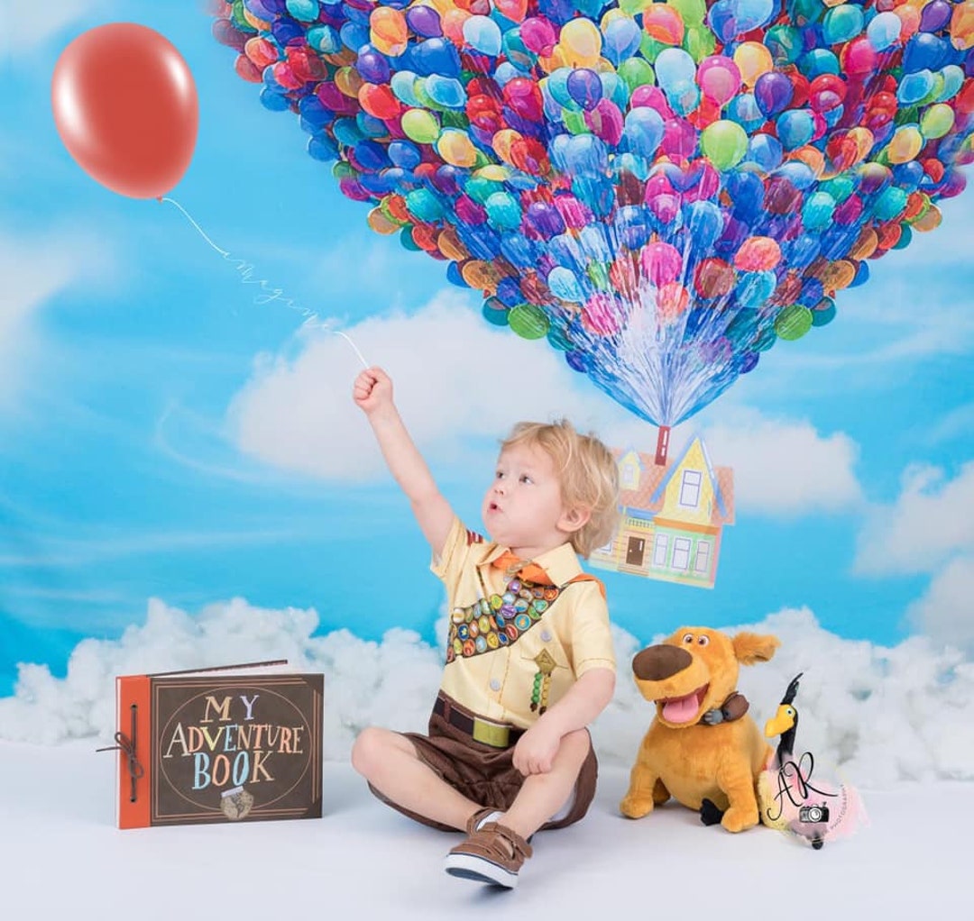 Floating House Balloon Photography Backdrop, Colorful Rainbow, Birthday ...