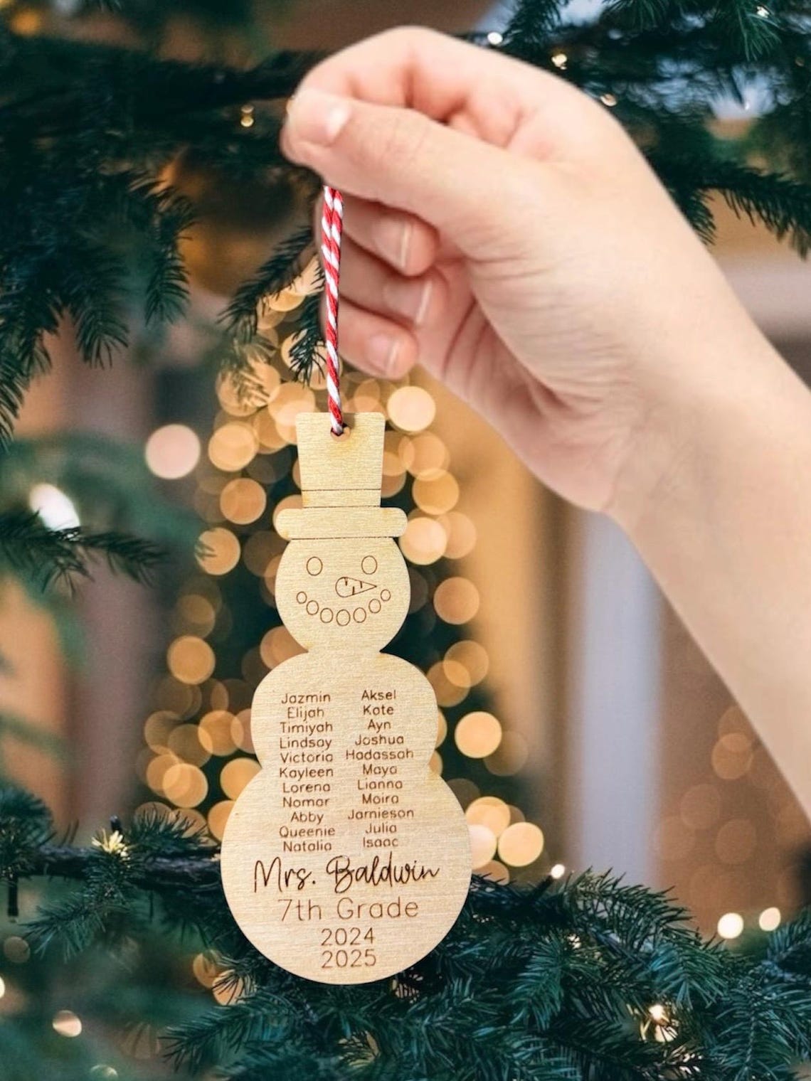 Personalized Wood Snowman Ornament: Teacher to Students Keepsake - Etsy