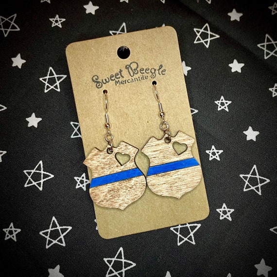 Back the Blue Earrings Hardwood and Sterling Silver Etsy