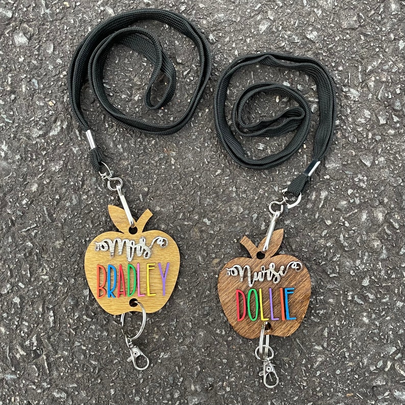 Custom Wooden Handcrafted Teacher Lanyard Name Tag Holder - Etsy
