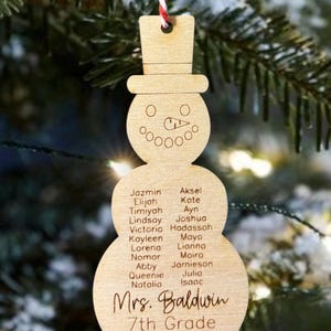 Personalized Wood Snowman Ornament: Teacher to Students Keepsake - Etsy