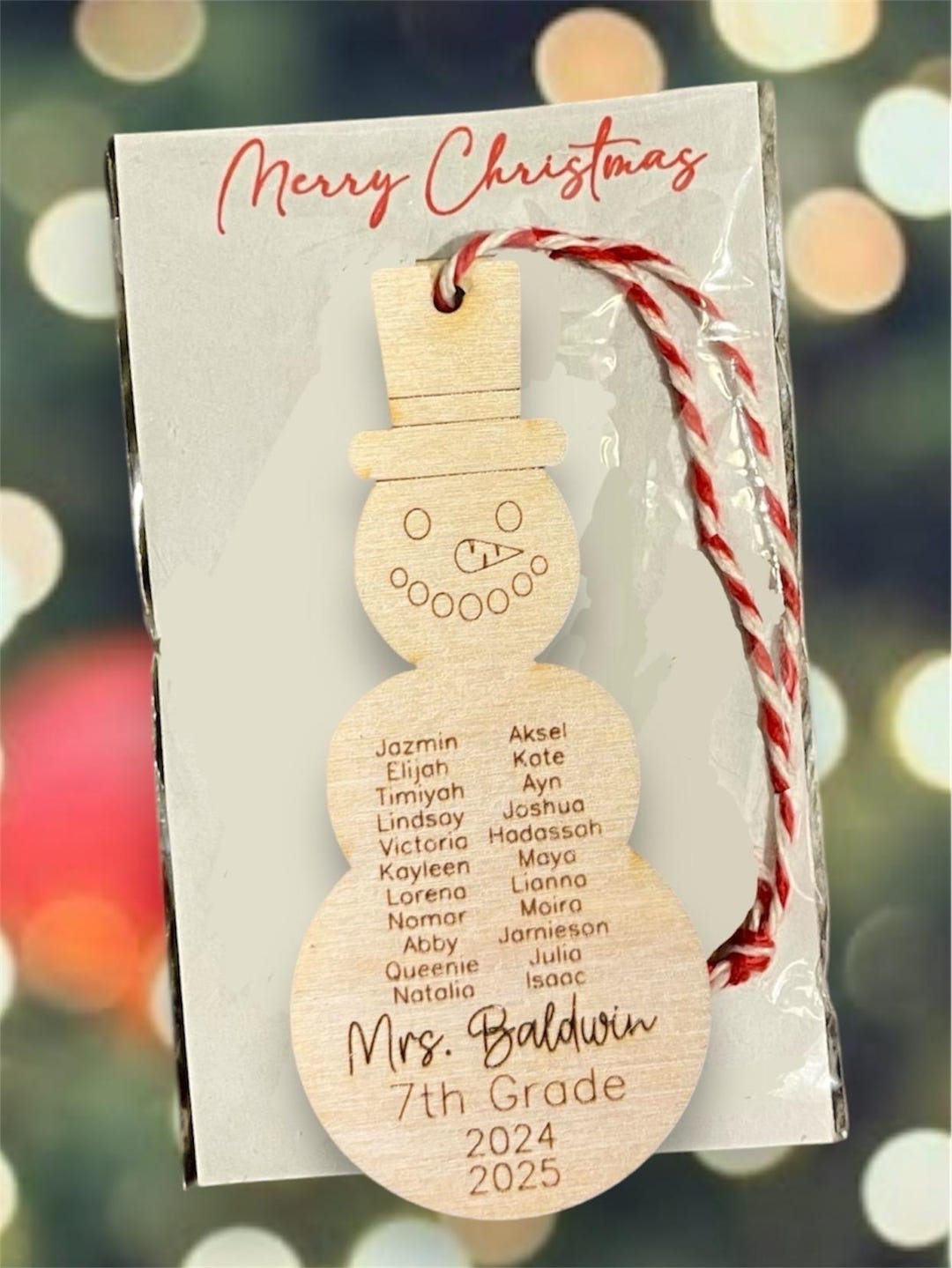 Personalized Wood Snowman Ornament: Teacher to Students Keepsake - Etsy