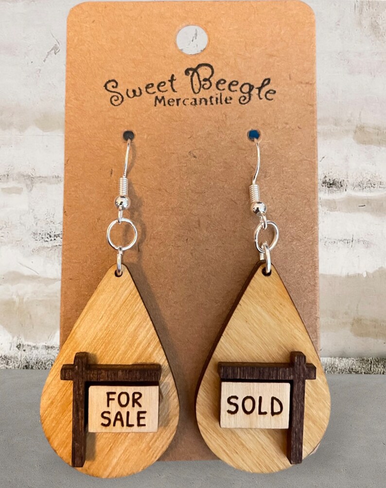 Realtor Real Estate Earrings for Sale Sold Signs - Sterling Silver and ...