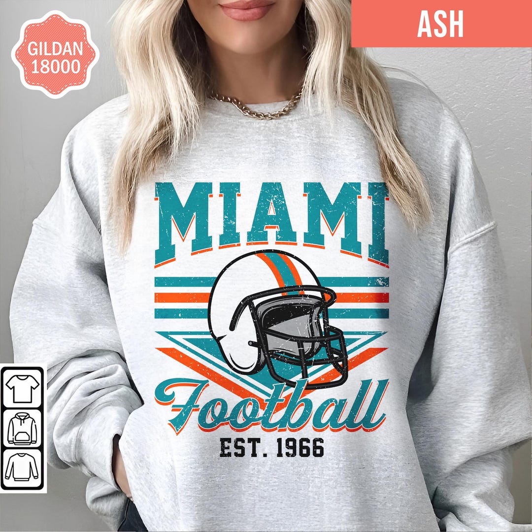 Miami Football Vintage Style Sweatshirt,retro Miami Football Crewneck ...