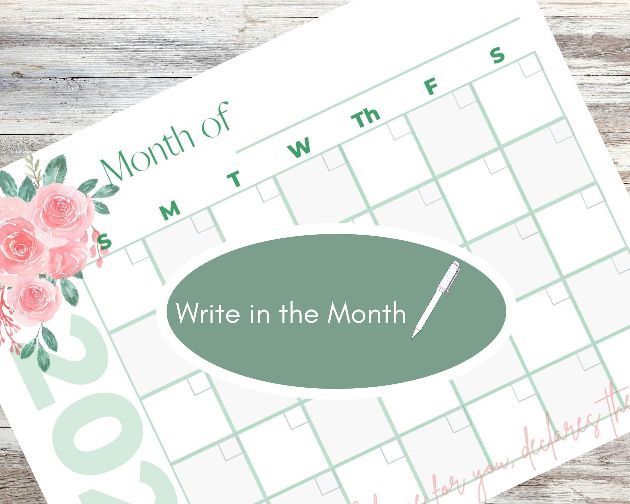 Floral Bible Verse Fill in Month Printable Calendar Digital Download - Etsy