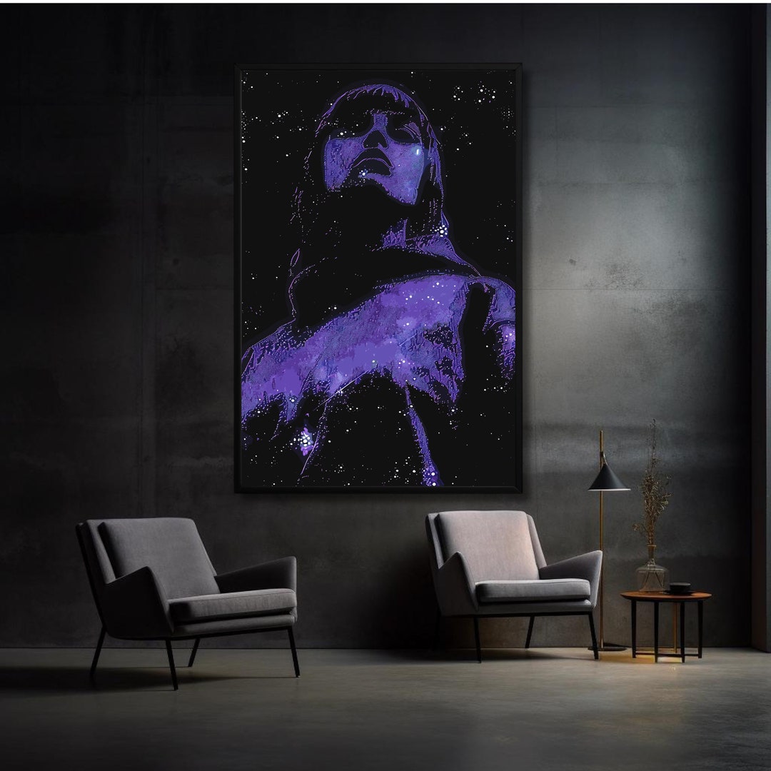 Unique Neon Paper Poster, Purple Lights Wall Print, Matrix Wall Artwork ...