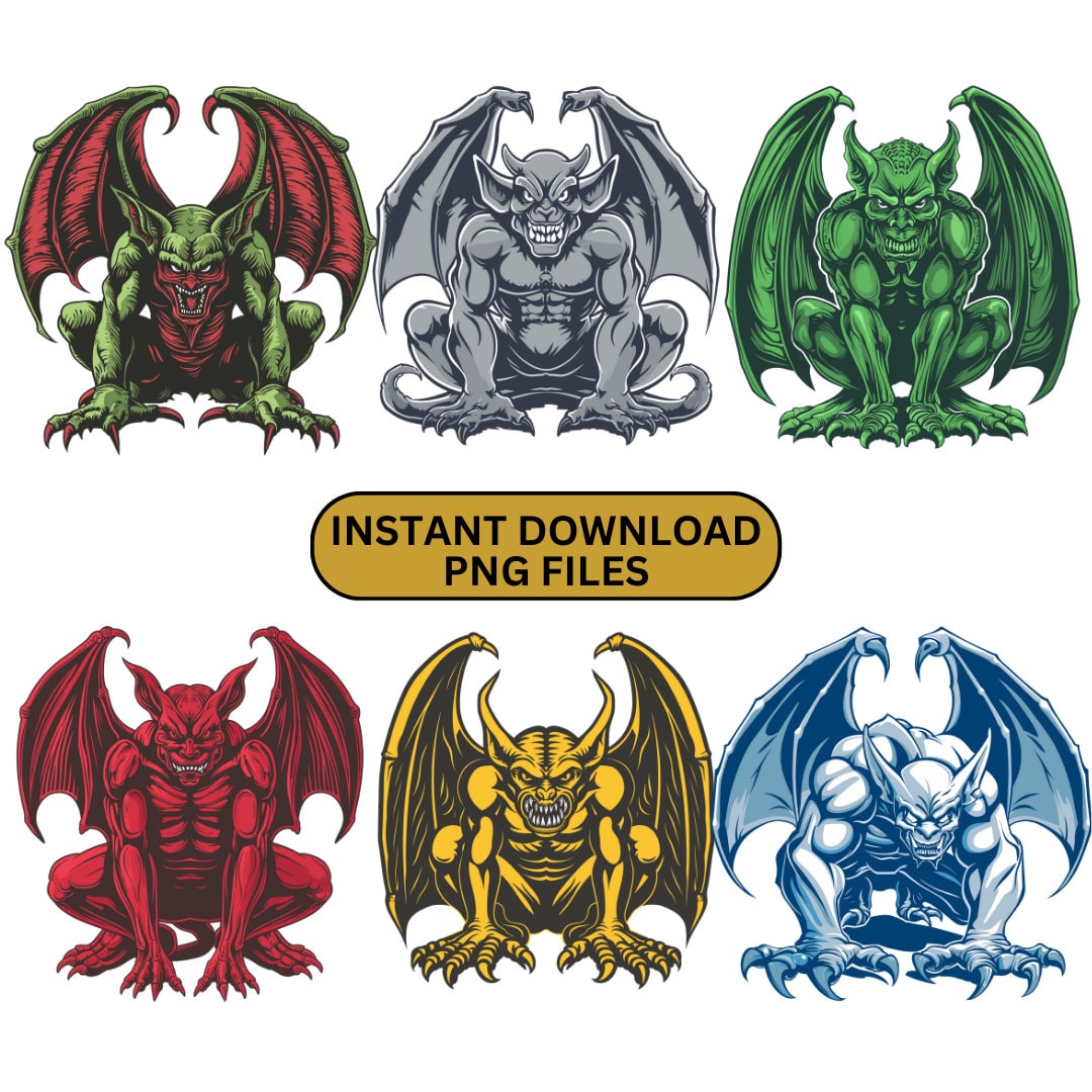 Gargoyle Vector Bundle Clipart, Png Bundle, 6 Files, Digital Download ...