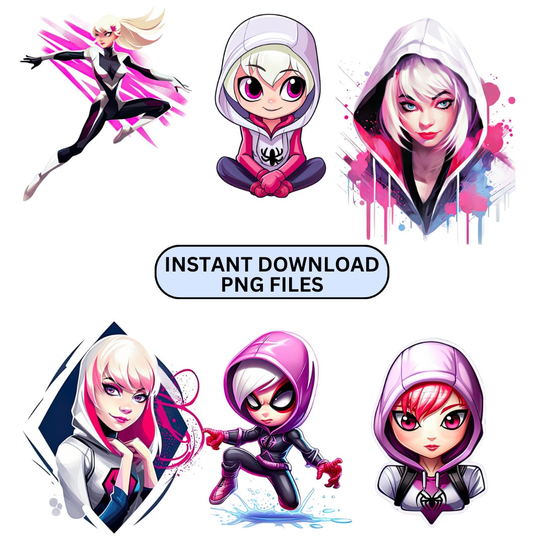 Spider-gwen Clip Art Pack Spiderverse Clip Art, Superhero Clip Art ...