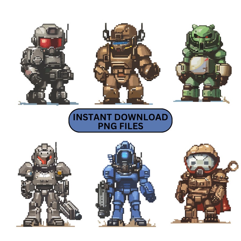Mech Soldiers Anime Bundle Digital Downloads, Pixel Art, Warhammer ...
