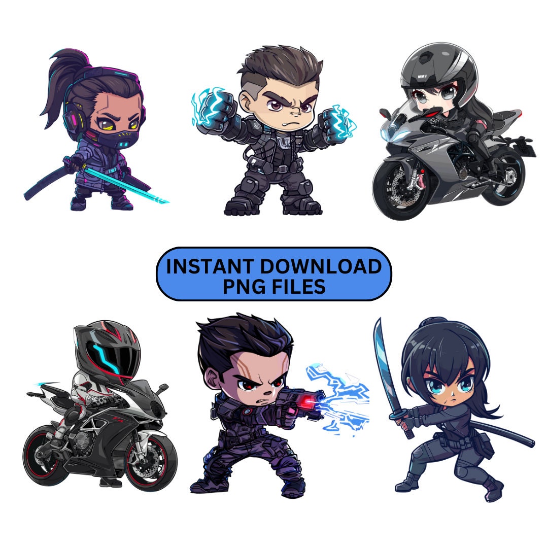 Cyberpunk Vector Bundle Cyberpunk Clipart Bundle, Cyber Punk Chibi ...