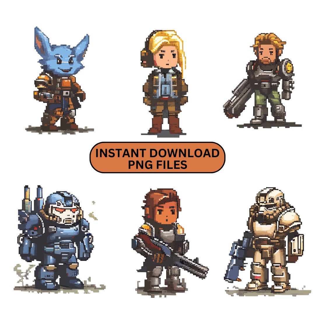 Sci Fi Hero Bundle Digital Downloads, Pixel Art, Fallout Inspired ...
