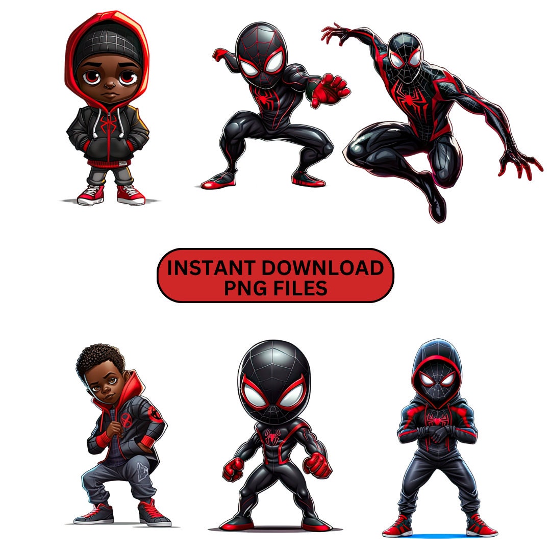 Miles Morales Clip Art Pack 2 Spiderverse Clip Art, Superhero Clip Art ...