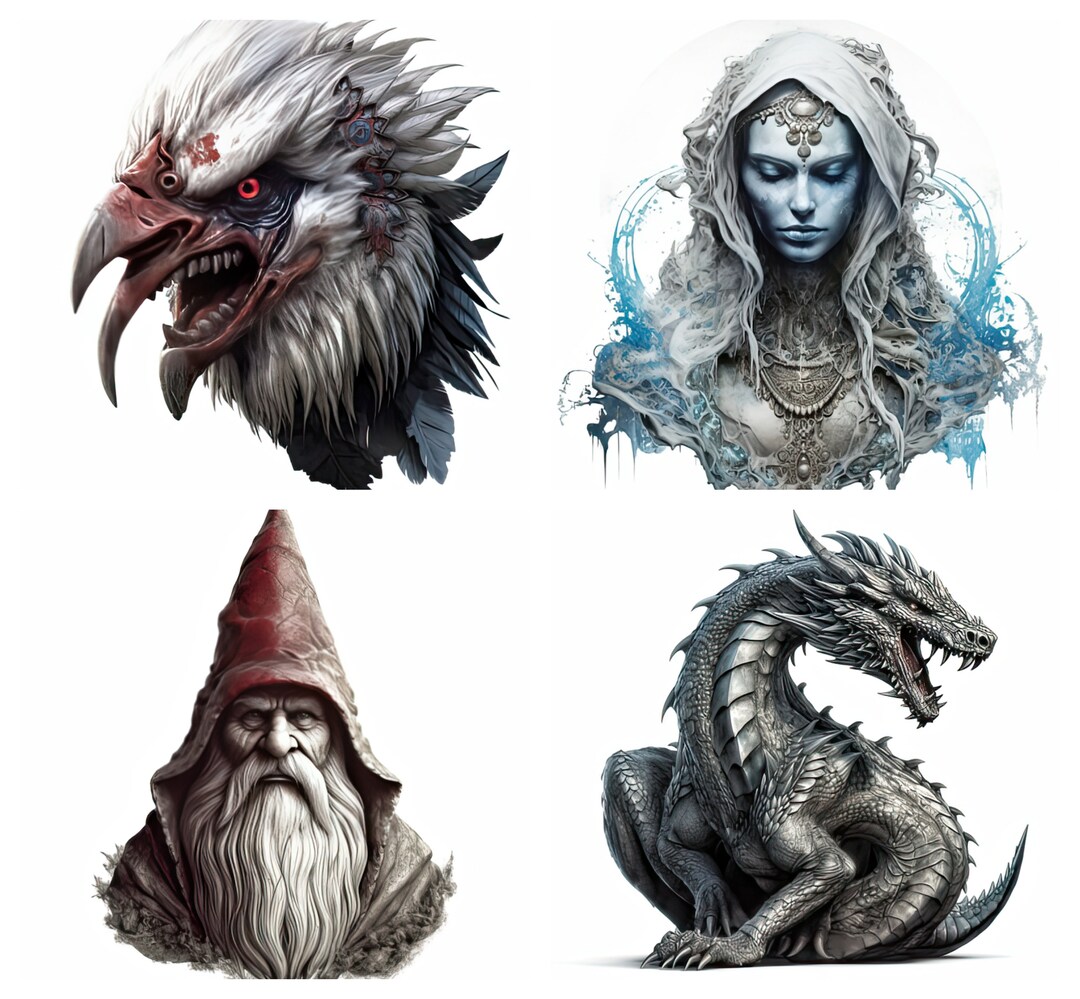 4 Mythical Creature Clip Art Bundle PNG Format Full Commercial Use ...