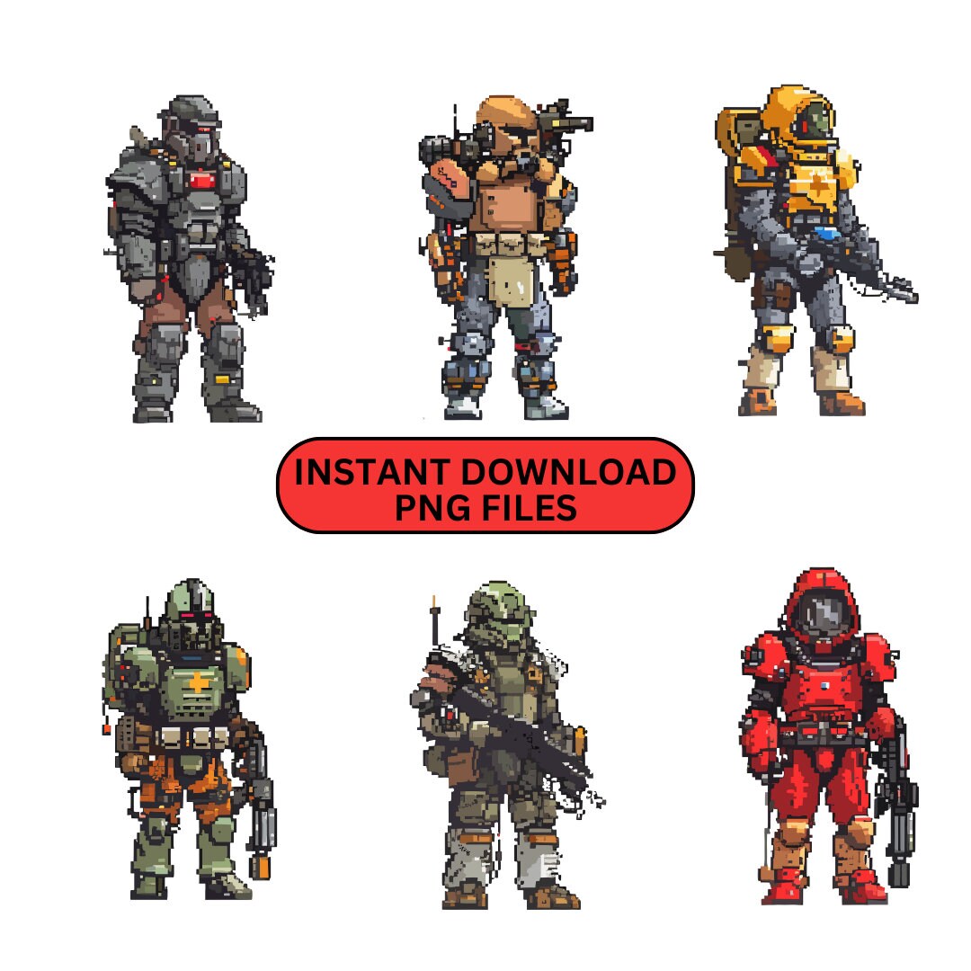 Sci-fi Soldiers Anime Bundle Digital Downloads, Pixel Art, Starcraft ...
