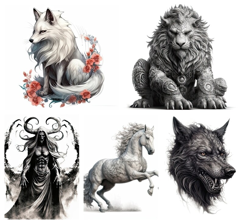 5 Mythical Creature Clip Art Bundle PNG Format Full Commercial - Etsy