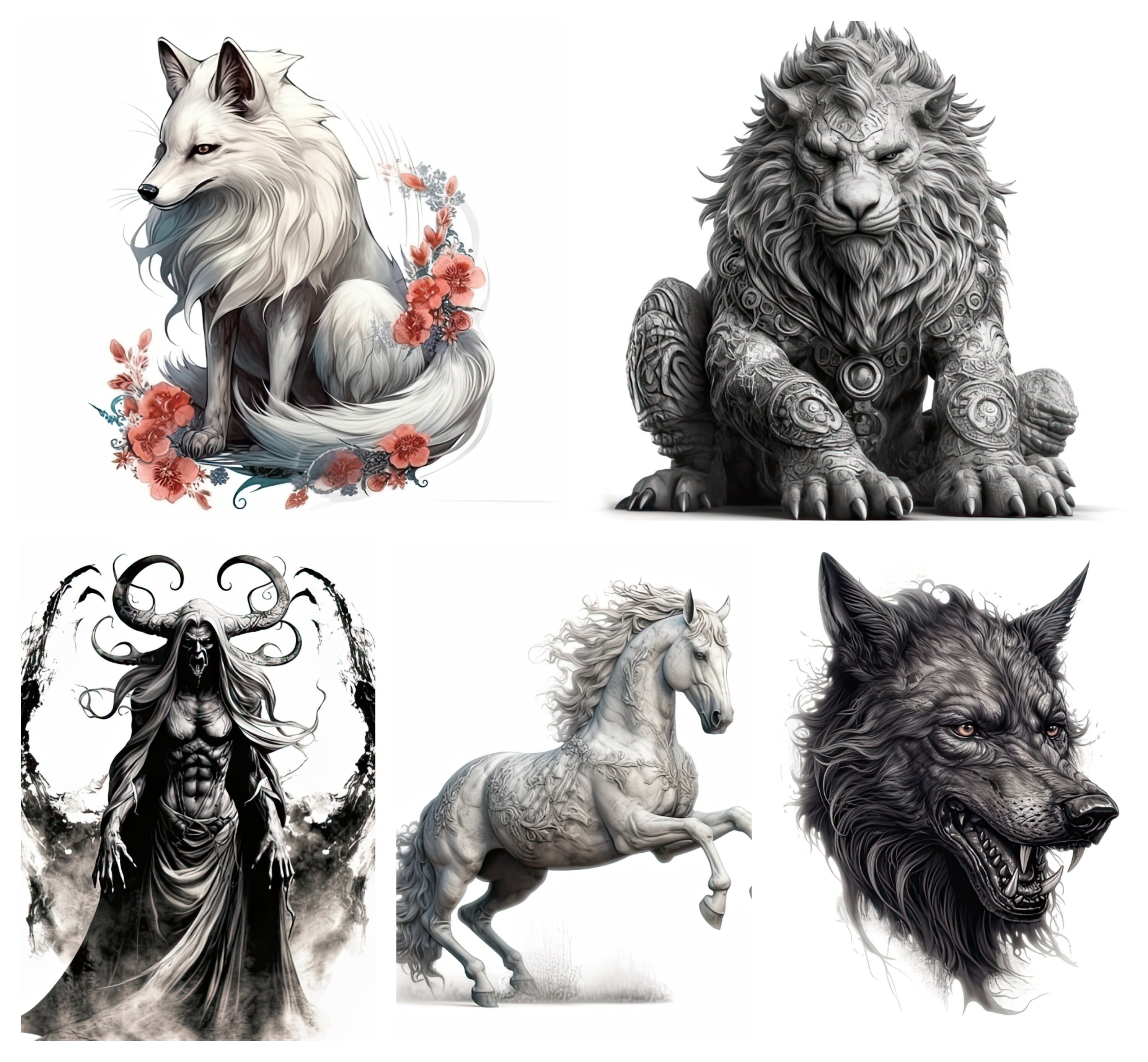 5 Mythical Creature Clip Art Bundle PNG Format Full Commercial Use ...