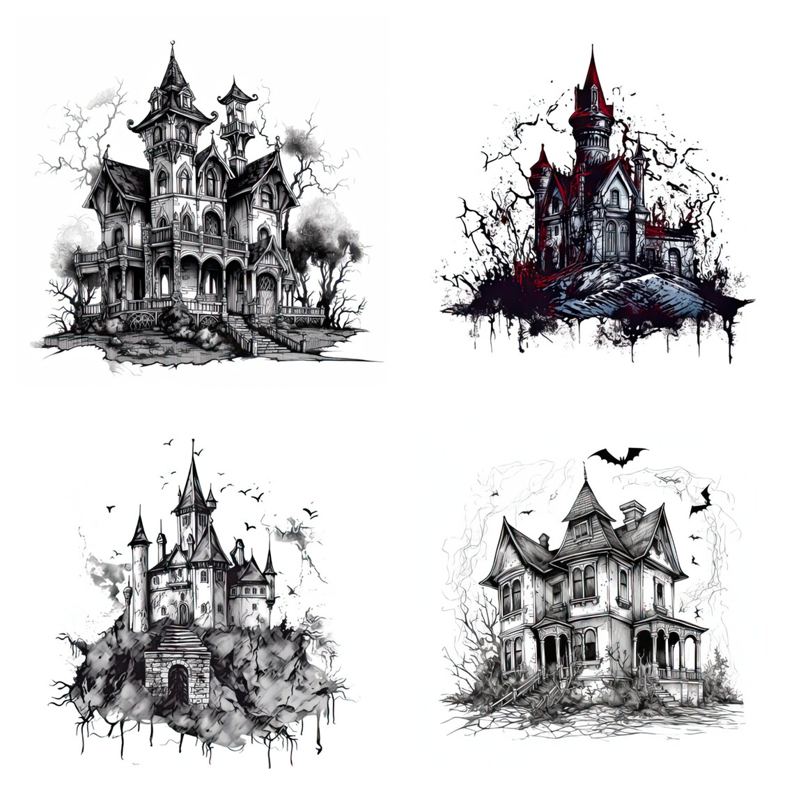 Vampire Castle Clip Art, Gothic Castle, Gothic Mansion, Gothic Fantasy ...