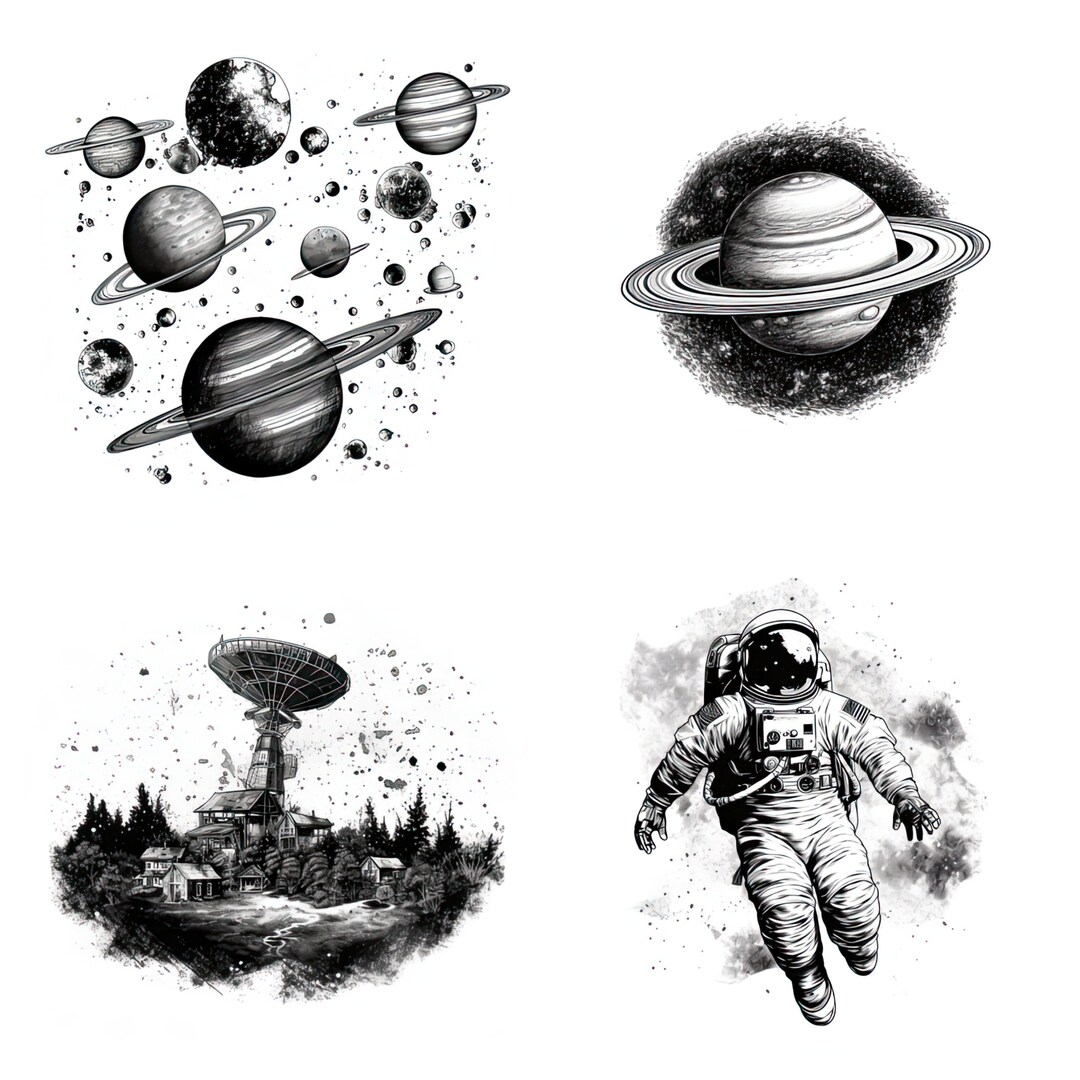 Hand Drawn Space Clip Art, Alien Clip Art, Planets Clip Art, Astronaut ...