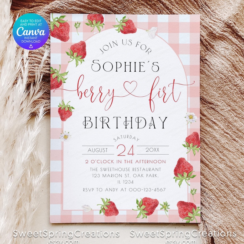 Berry First Birthday Invitation - Etsy