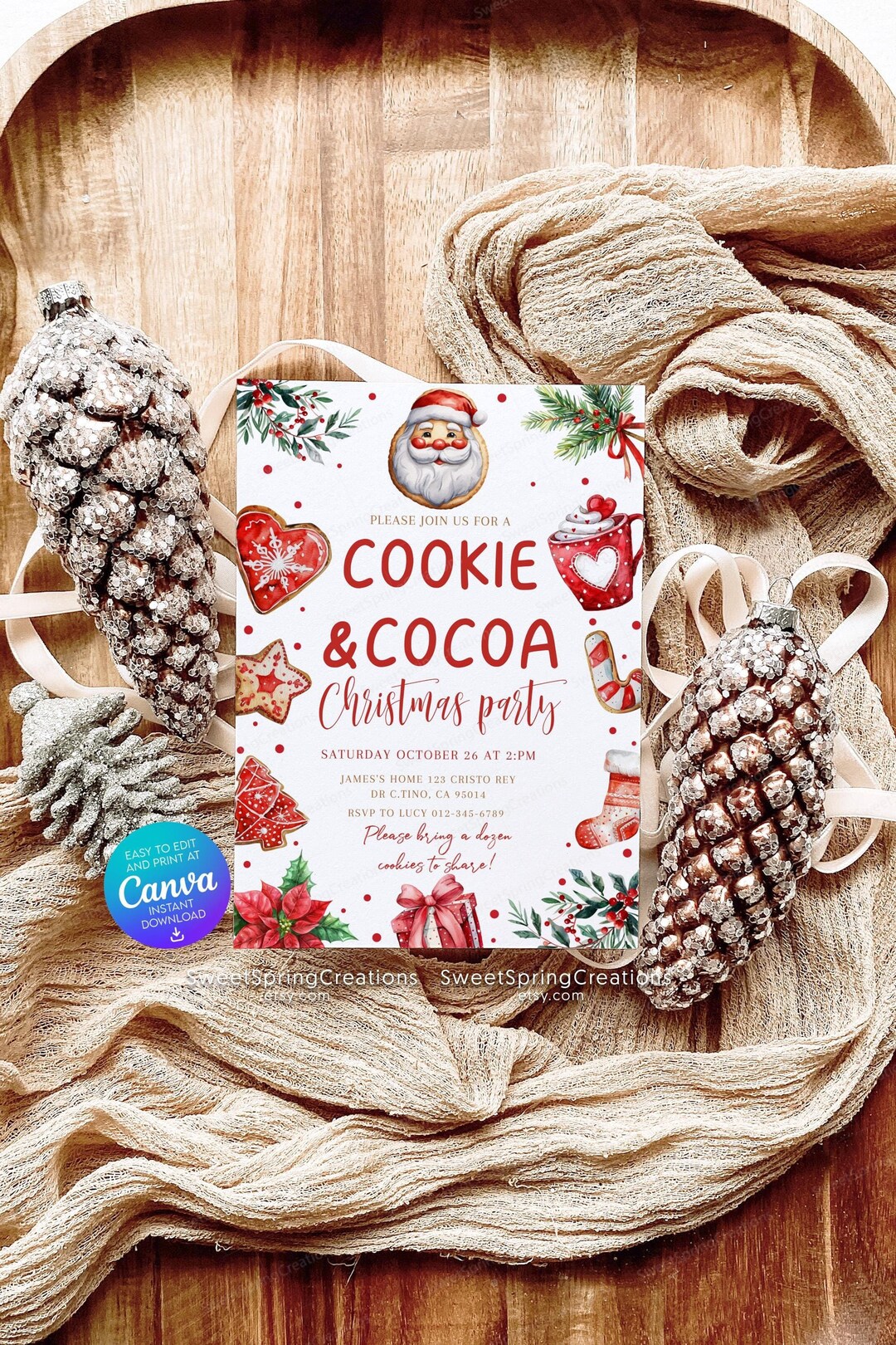 Cookies and Hot Cocoa Party Invitation Template, Cookies and Cocoa ...