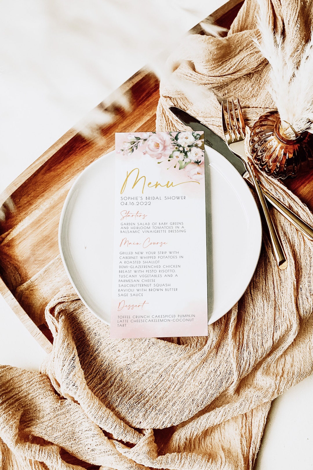 Blush Pink Floral Roses Flowers Menu Printable, Blush Pink Flowers Menu ...