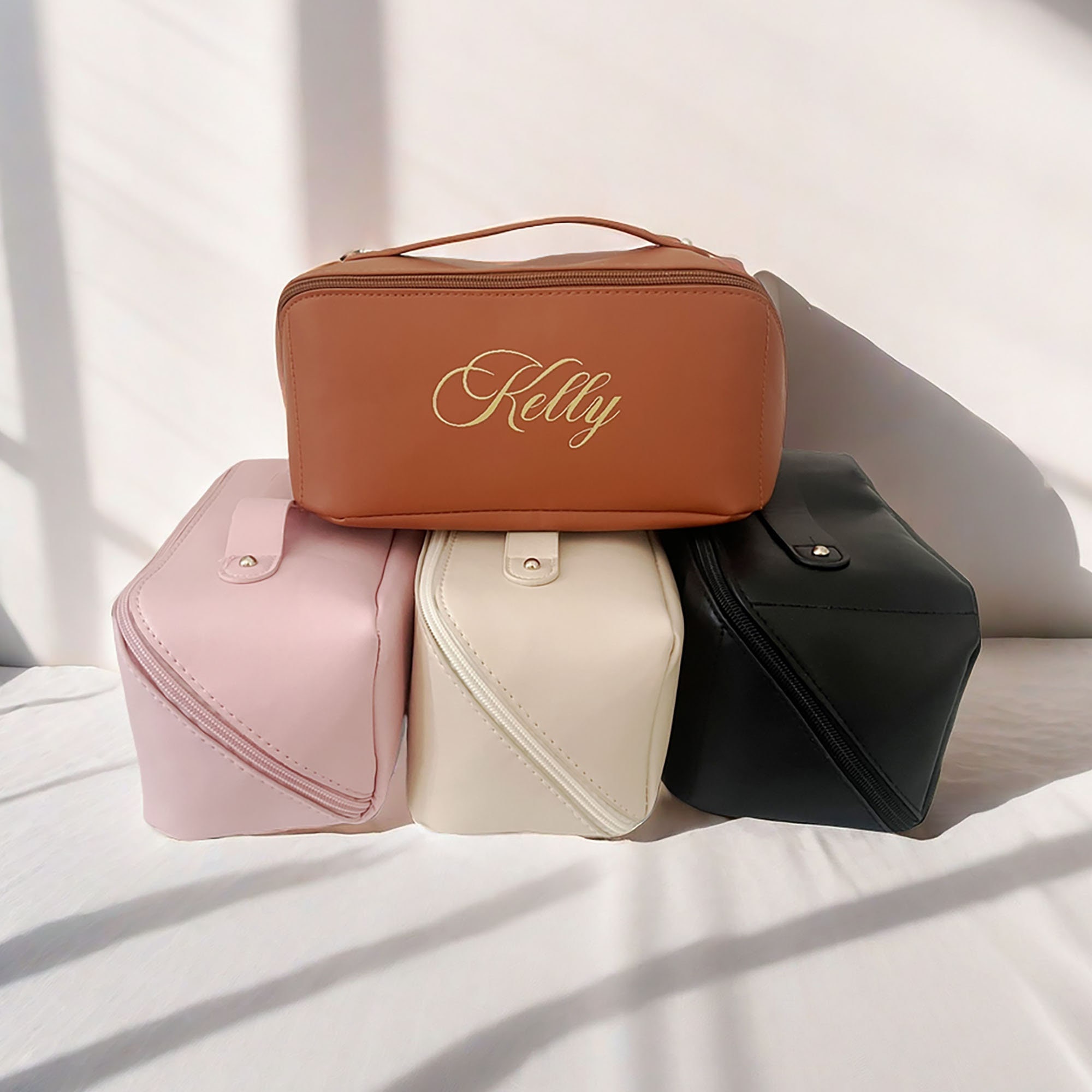 Personalized Makeup Bag,custom Name Leather Travel Toiletry Bag Women ...
