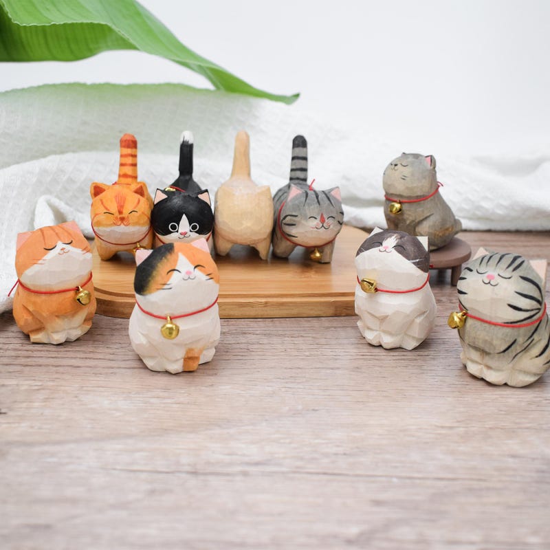 Small Wood Cat Ornaments - Etsy