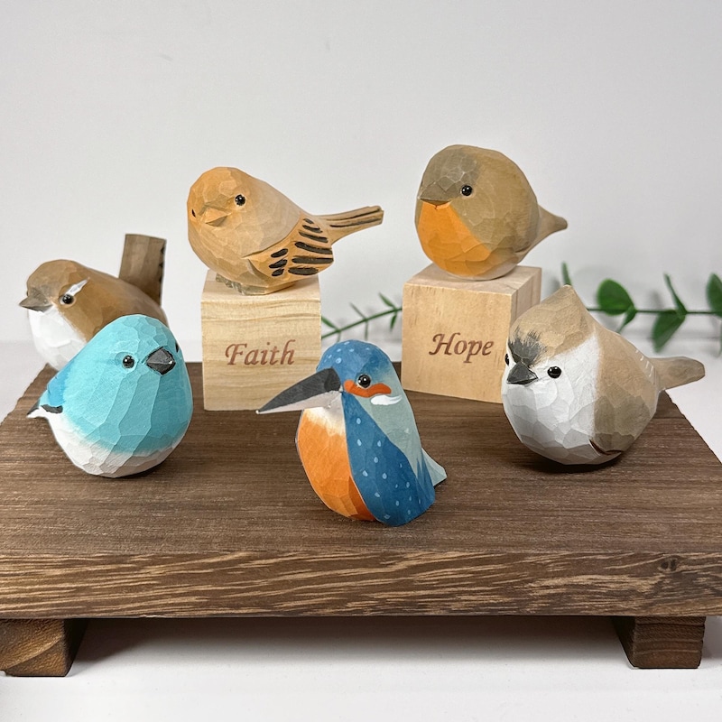 Small Wood Bird Figurines - Etsy