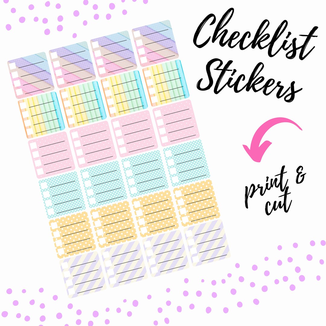 Checklists | Digital Download | Printable Planner Sticker | Printable ...