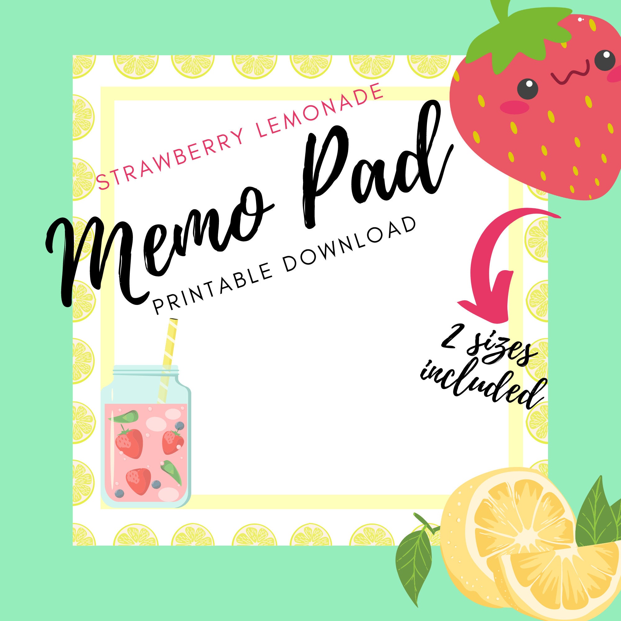 Strawberry Lemonade | Digital Download | Printable Notes | Printable ...