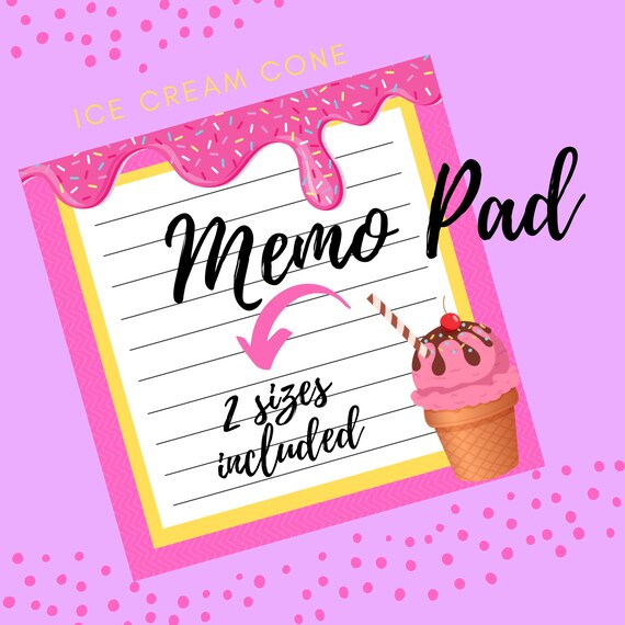 Ice Cream Cone Digital Download Printable Notes | Etsy