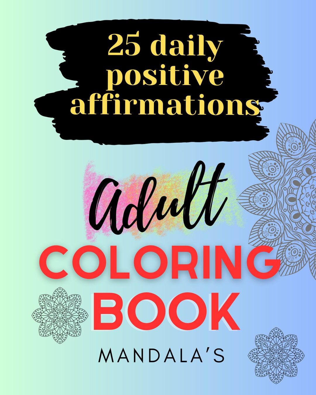 Positive Affirmations Adult Coloring Book - Digital Download - 25 Pages ...