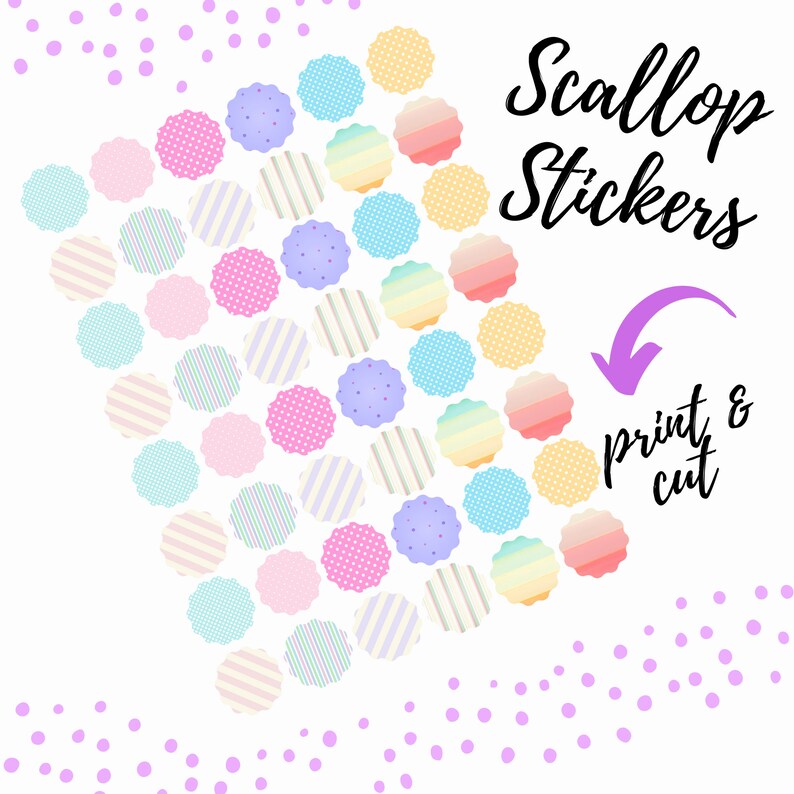 Scallop Stickers Digital Download Printable Planner - Etsy