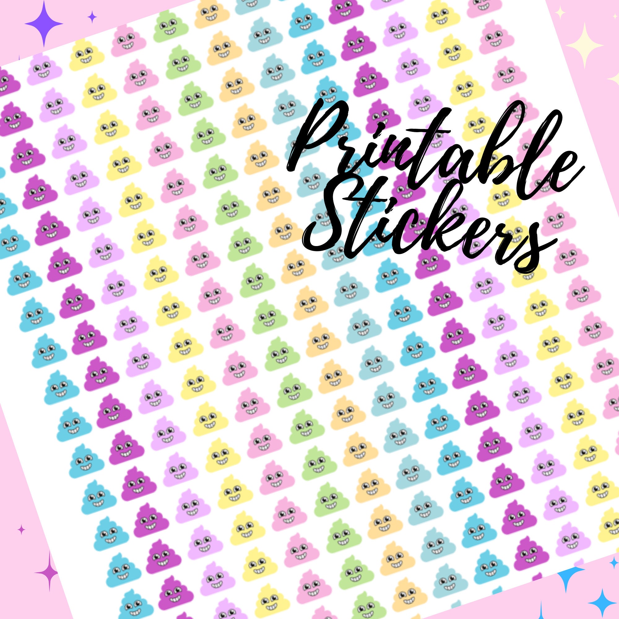 Rainbow Poop | Digital Download | Printable Planner Stickers | Colorful ...