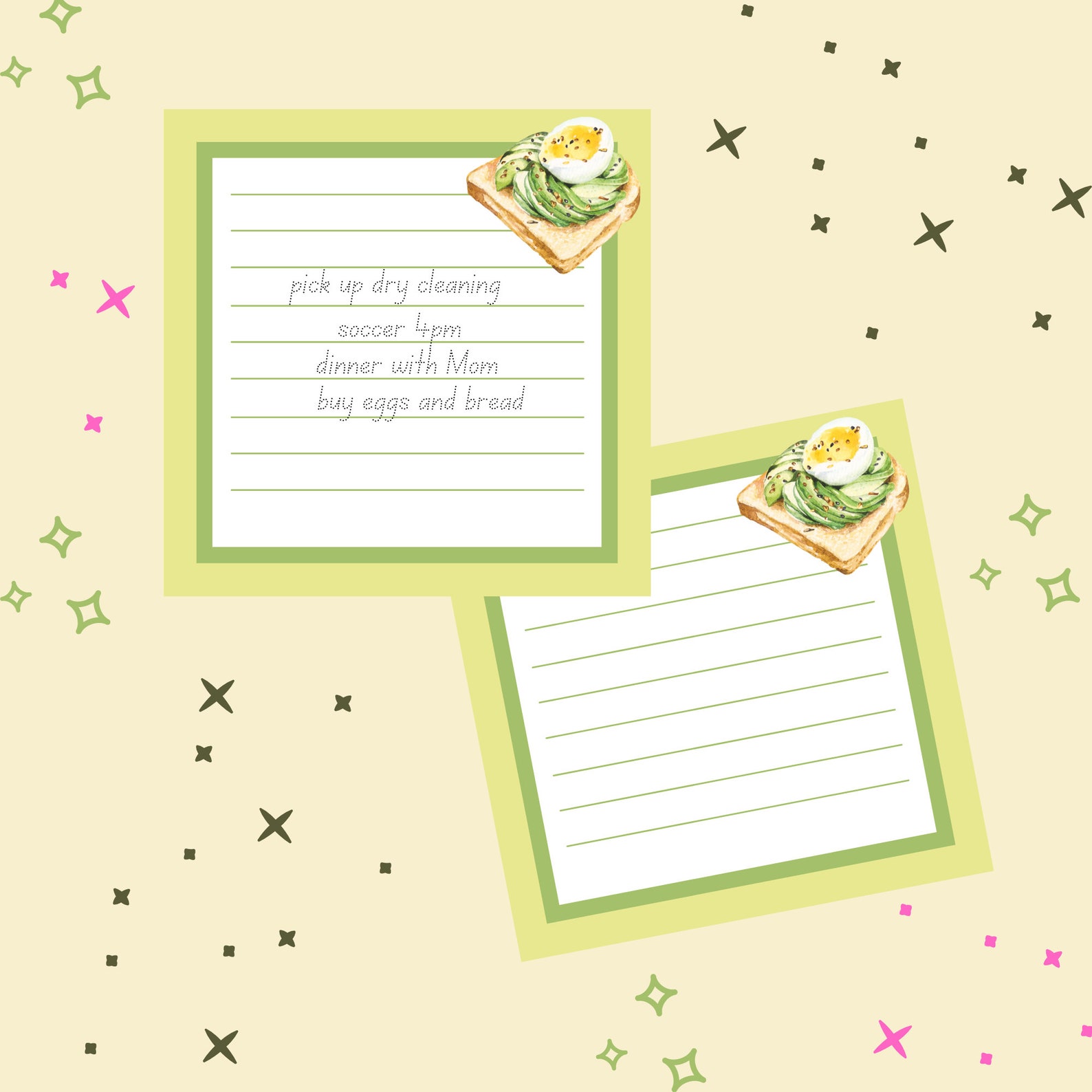 Avocado Toast | Digital Download | Printable Notes | Printable Memo ...