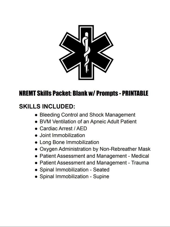 NREMT Skills Packet Study Guide | Etsy