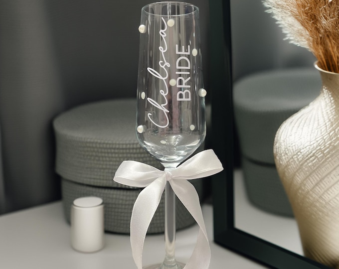 Personalised Pearl Flute, Champagne Glass, Champagne Flute, Bridesmaid ...