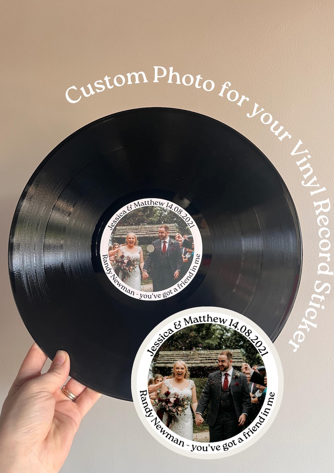 Customised Vinyl Record, Photo Vinyl Record Sticker, Personalised ...