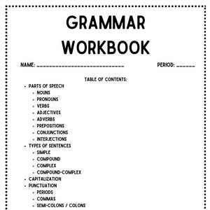 Grammar Workbook - Etsy