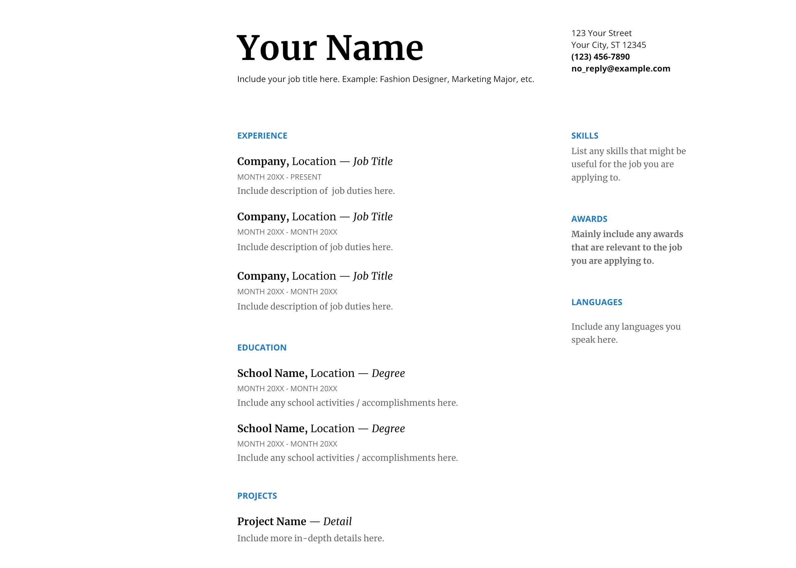 Simple Resume Template - Etsy
