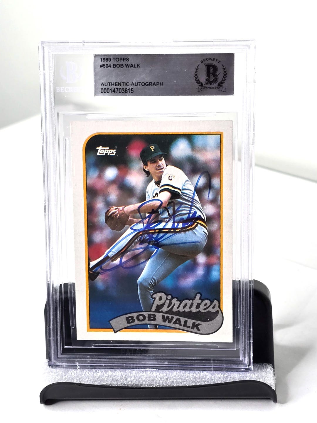 Bob Walk Autograph Baseball Card Pittsburgh Pirates 1989 Topps No. 504 ...