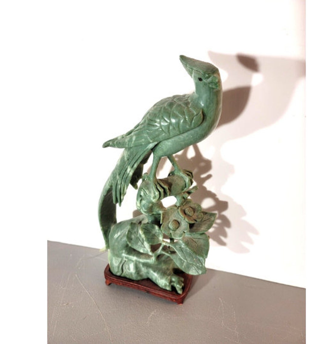 Jade Chinese Sculpture Bird W/ Pedestal - Etsy