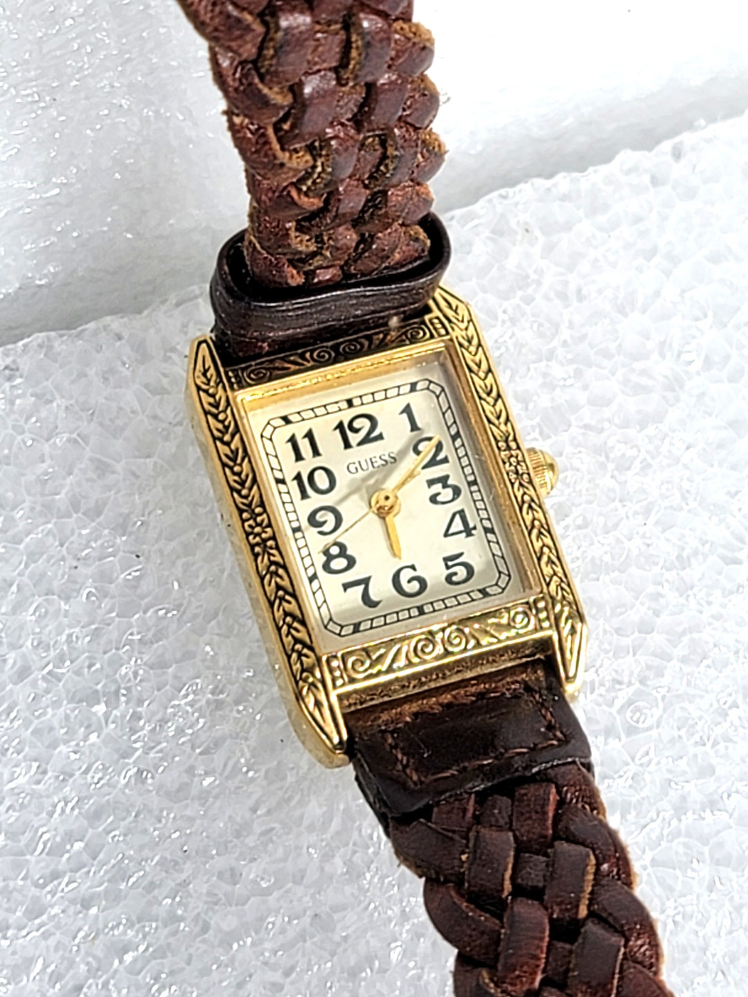 Vintage Guess Watch Gold Tone W/ Leather Band - Etsy