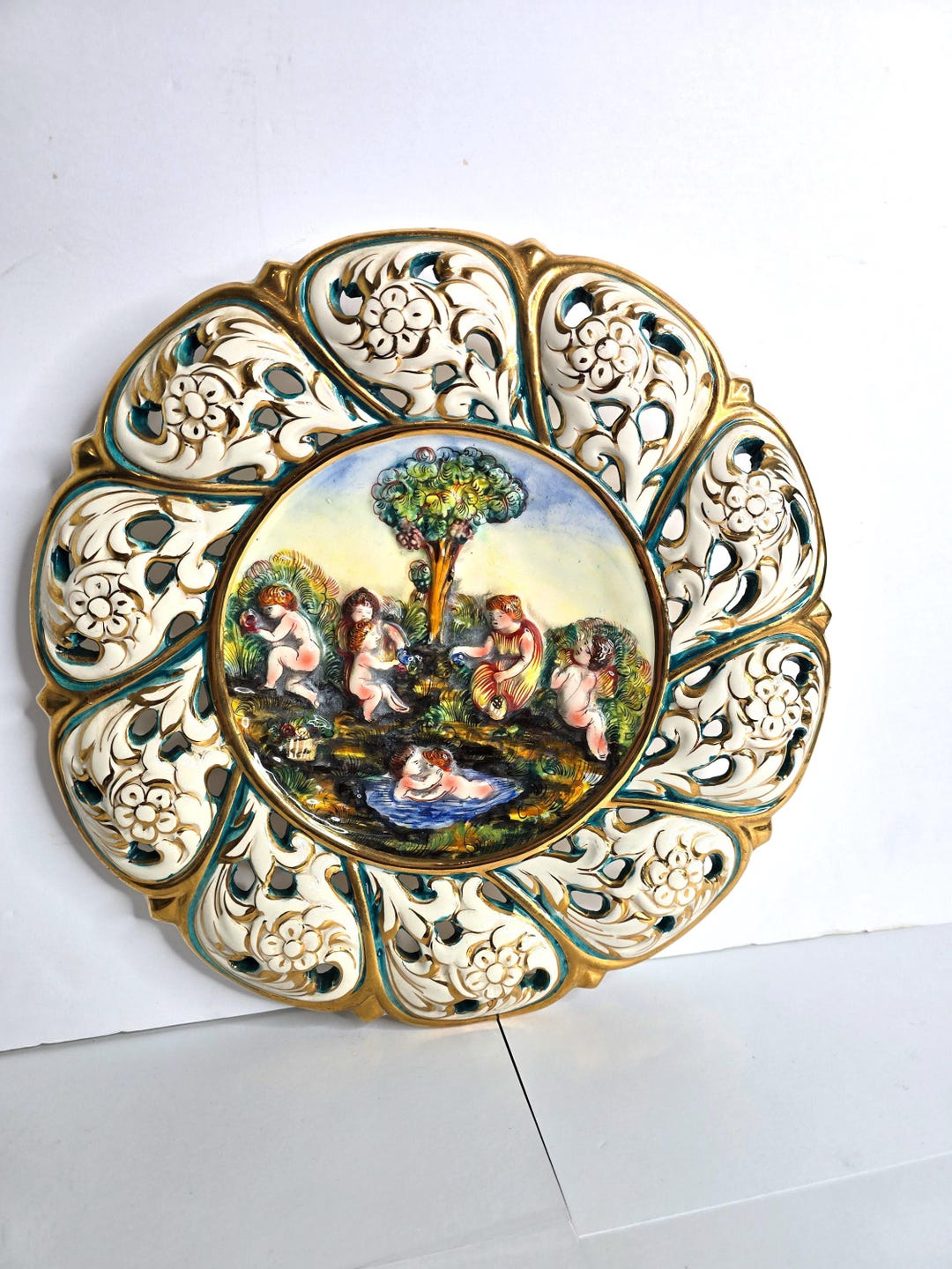 Capodimonte Italian Art Hand Painted Plate With 18k Gold Trim - Etsy