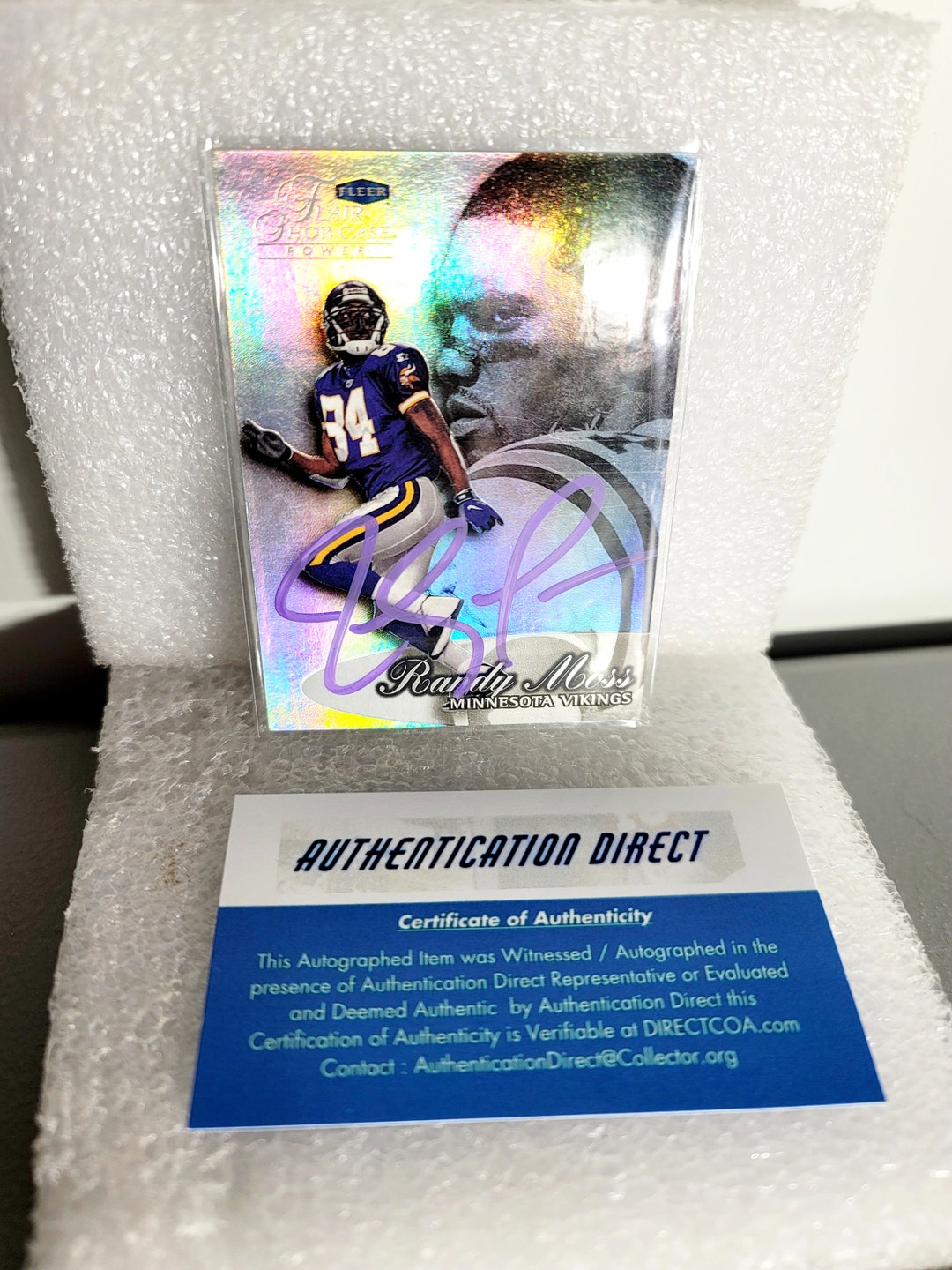 Randy Moss Autograph 1999 Vikings Football Card Fleer - Certified ...