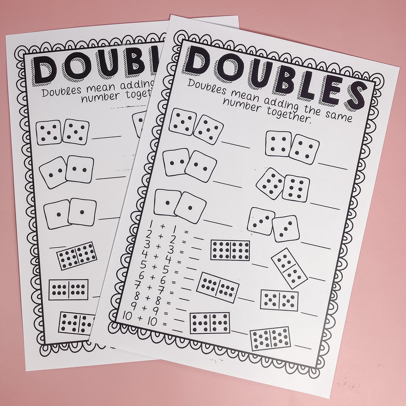 Doubles Maths Game Maths Resources Digital Download teacher Worksheet ...