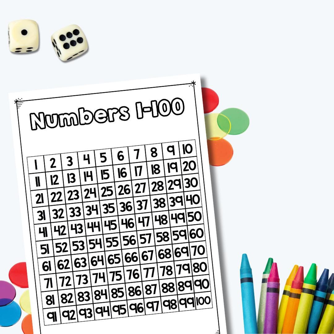100s Chart Printable | Hundreds Chart | Number Chart | Math Printable ...