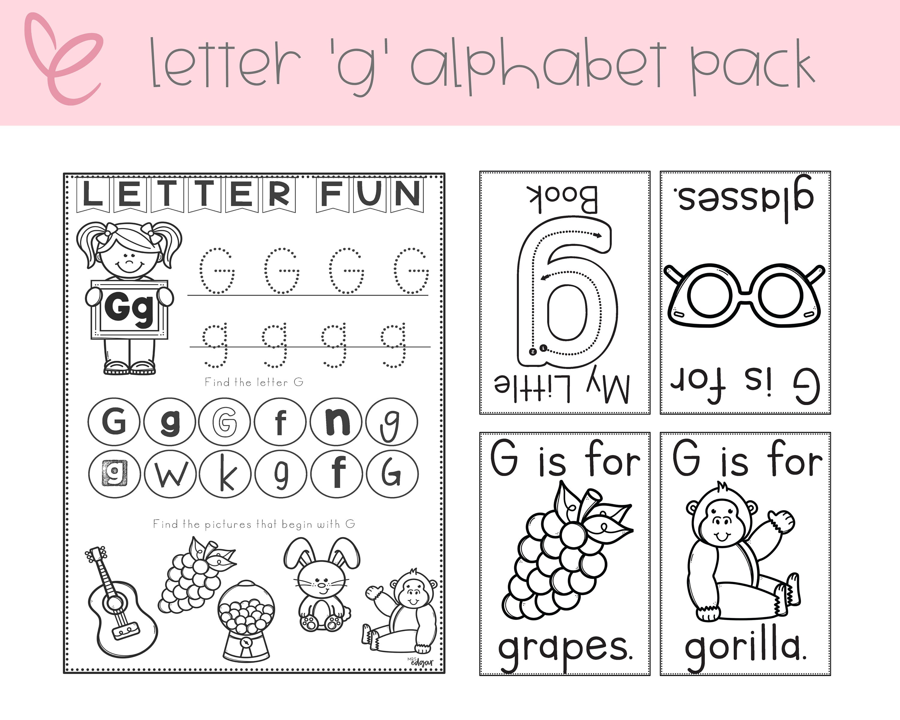 Letter G Alphabet Pack Alphabet Worksheets Digital Download Alphabet ...
