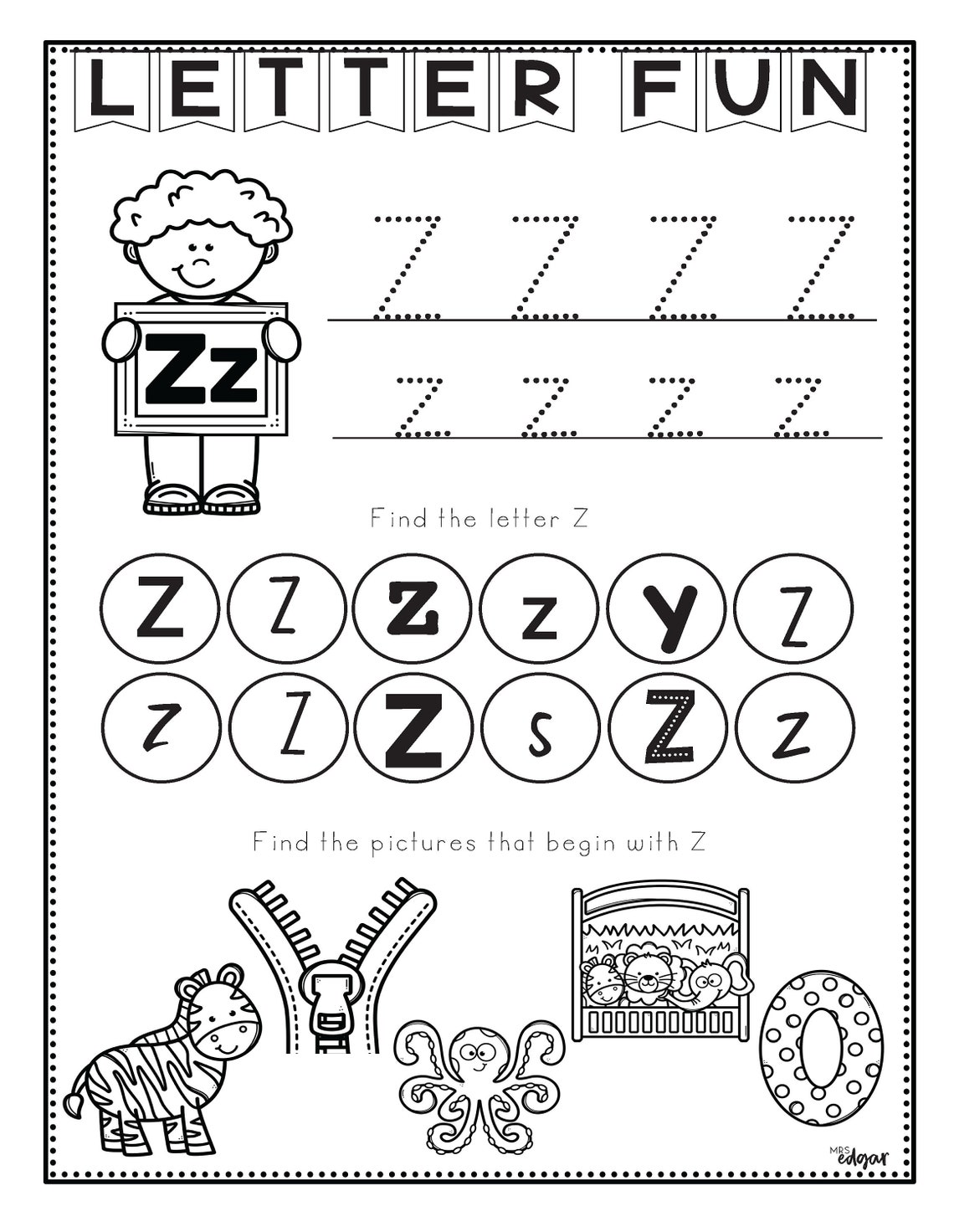 Letter Z Alphabet Pack | Alphabet Worksheets | Digital Download ...