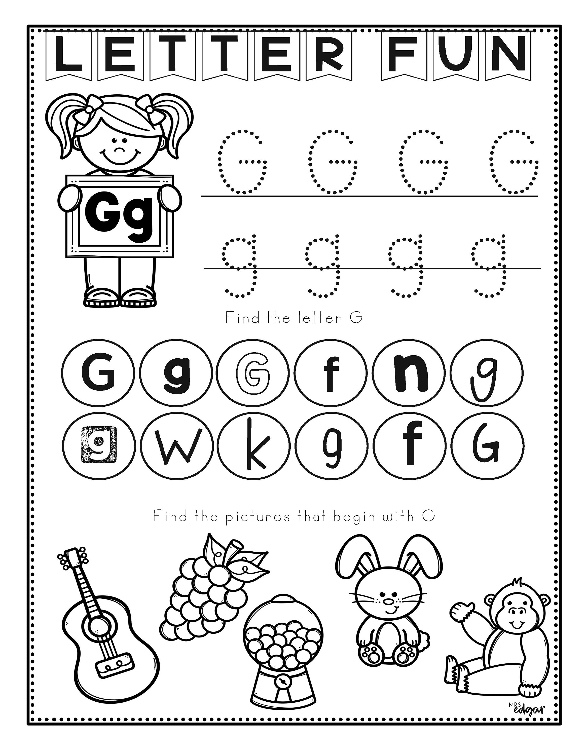 Letter G Alphabet Pack Alphabet Worksheets Digital Download Alphabet ...